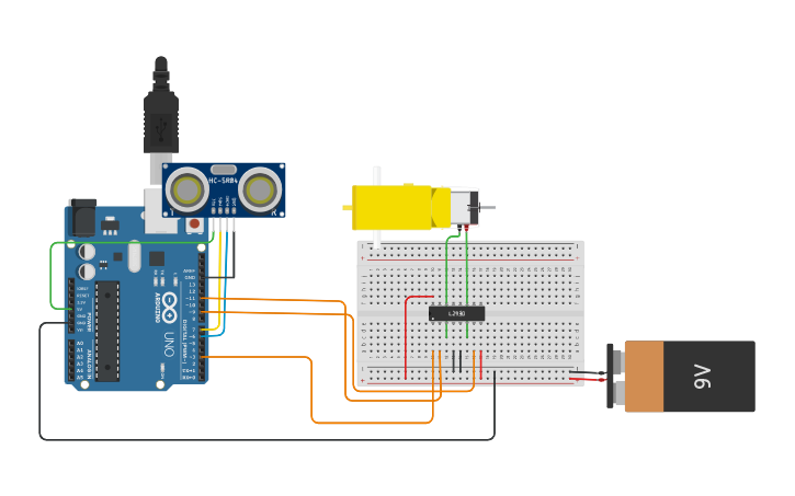 Circuit design Collision avoidance system - Tinkercad