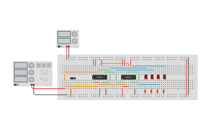 Circuit design Serial In Parallel Out | Tinkercad