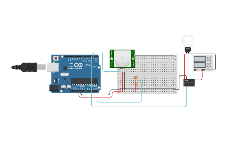 Circuit design modulo relé - Tinkercad