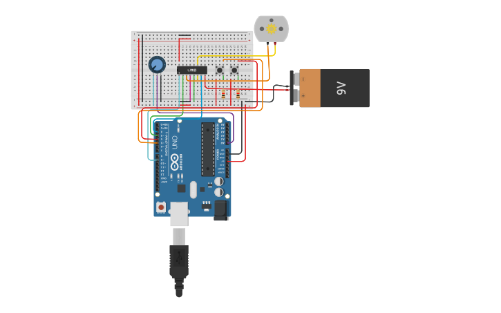 Circuit design L293D - Tinkercad