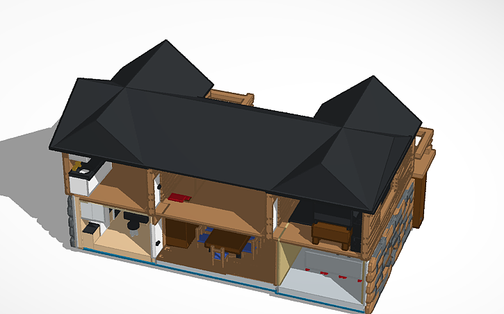 3D design House cross-section - Tinkercad