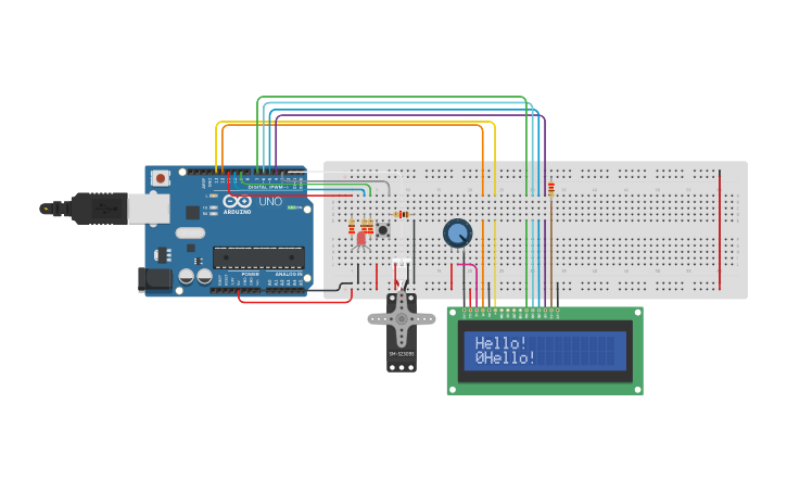 Circuit design Barrière rgb + lcd - Tinkercad
