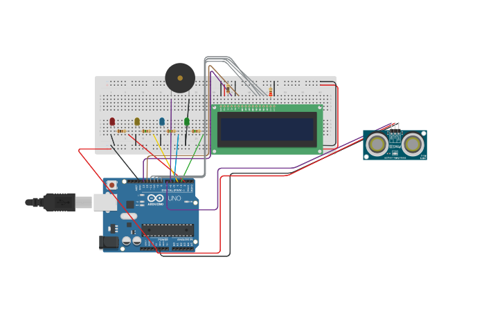 Circuit design Sensor de Distância - Tinkercad