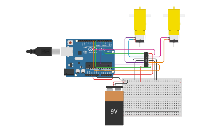 Circuit design control motor - Tinkercad