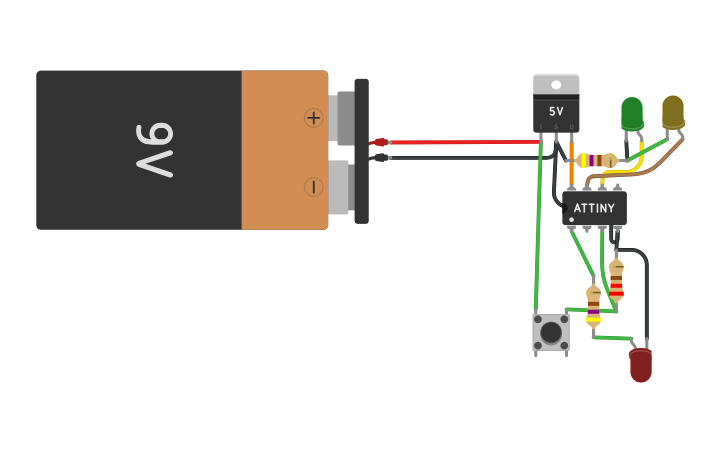 Circuit design Attiny leds | Tinkercad