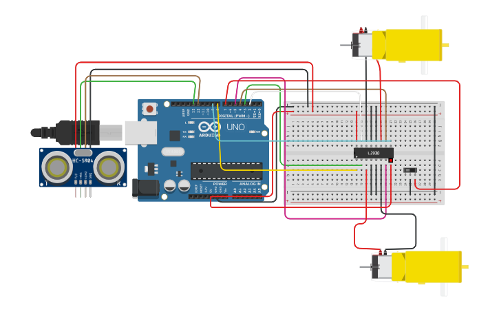 Circuit Design Obstacle Avoiding Robot Tinkercad