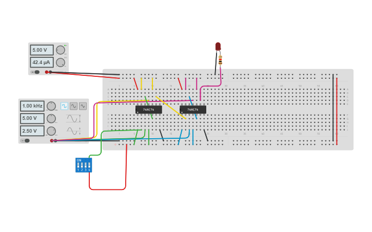 Circuit design SISO SHIFT REGISTER - Tinkercad Circuit design SISO SHIFT REGISTER - Tinkercad