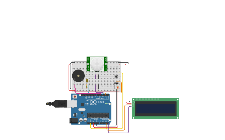 Circuit design Sensor De Movimento com alarme - Tinkercad