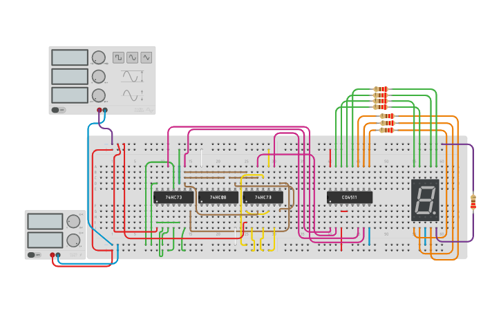 Circuit design Copy of 7-segment with clock - Tinkercad