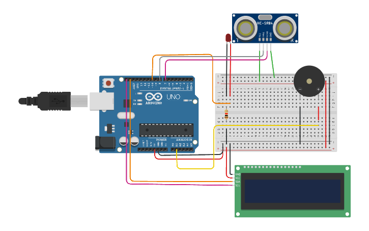 Circuit design DISTANCE SENSOR - Tinkercad