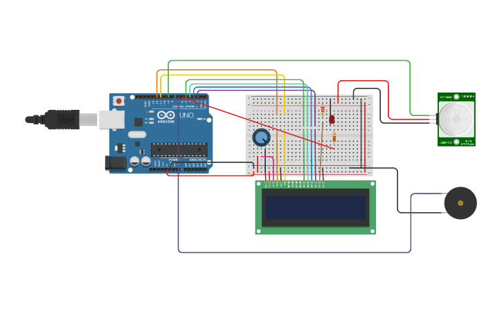 Circuit design Motion Detection using PIR Sensor - LED | Tinkercad