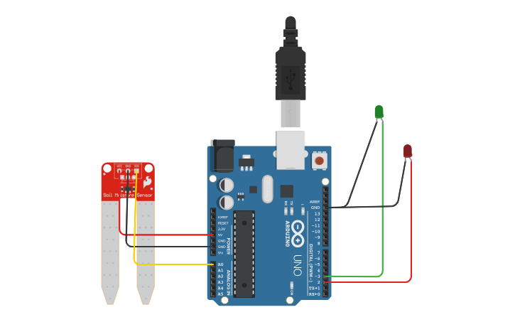 Circuit design 66705358_Soil Humidity Sensor - Tinkercad