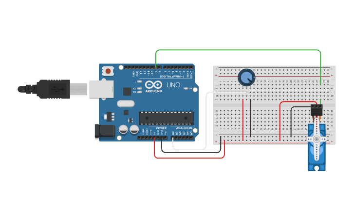 Circuit design Servomotor com Arduino - Tinkercad