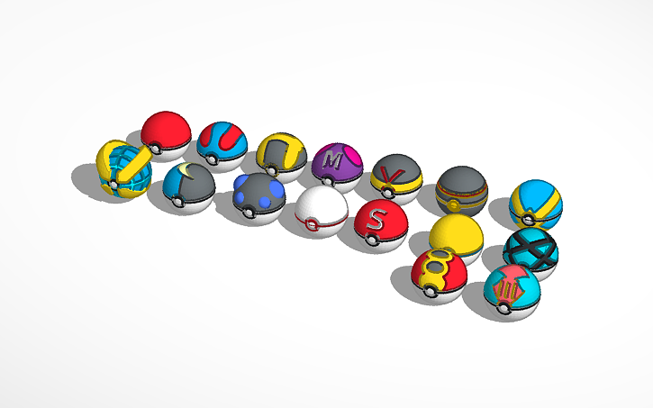 3D design Pokeballs | Tinkercad
