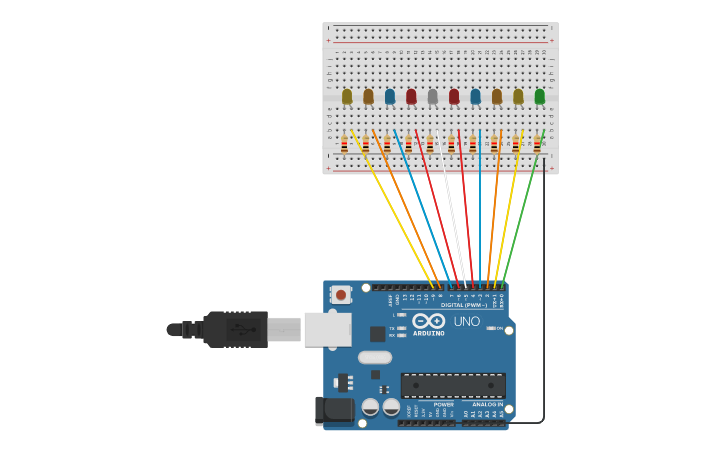 Circuit design Pisca-Pisca Com Leds - Tinkercad