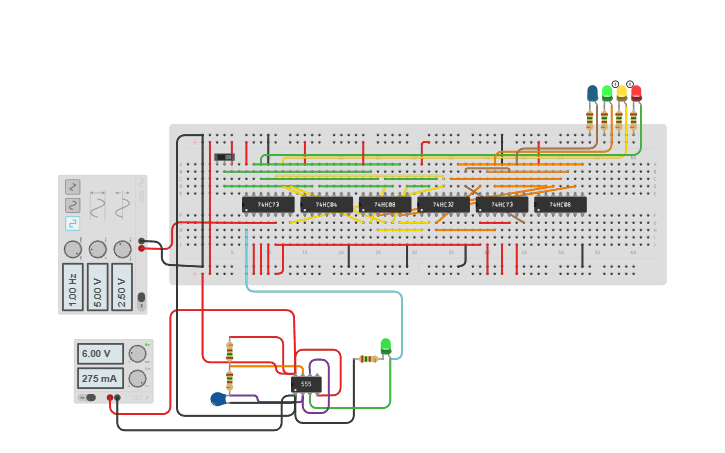 Circuit Design Counter 4 Bit Synchronous Up Down Dengan Clk Tinkercad