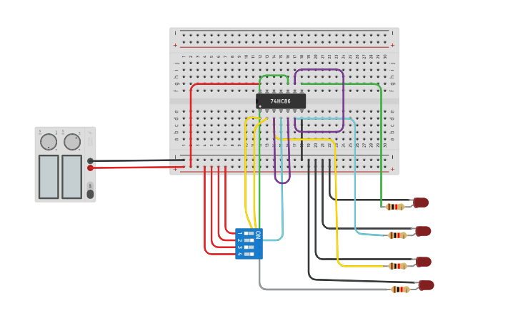 Circuit design Gray to Binary | Tinkercad