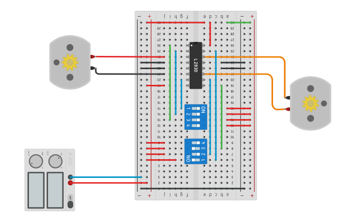 Circuit design Copy of Motores y L239D - Tinkercad