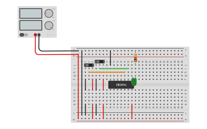 Circuit design Circuito porta NOR | Tinkercad