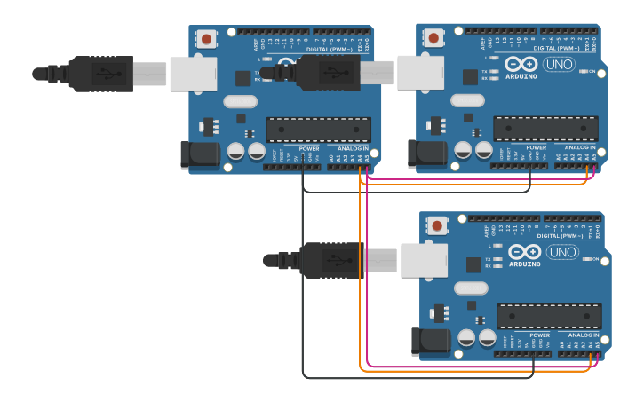 Circuit design I2C arduino(1:N) - Tinkercad