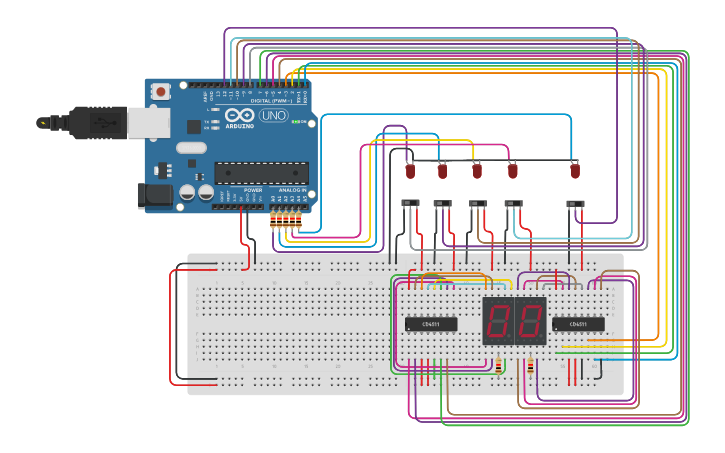 Circuit design Binary Box Circuit - Tinkercad