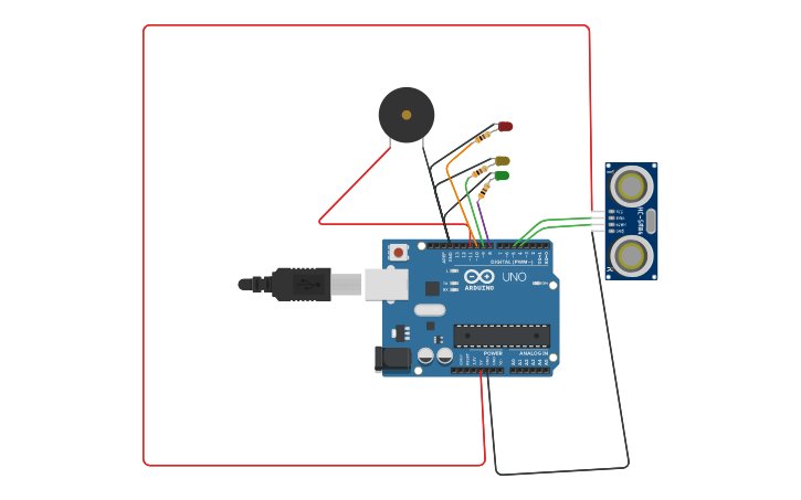 Circuit design Car Parking sensor | Tinkercad