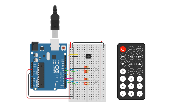 Circuit Design Remote Control With Infrared Light Tinkercad