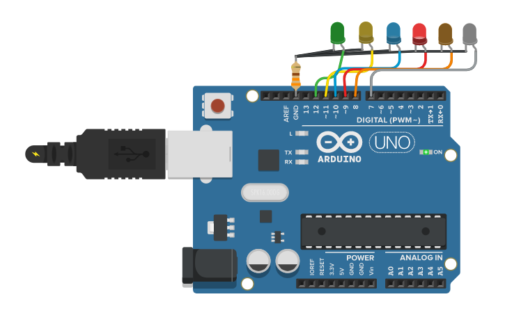 Circuit Design Cascada De Leds Tinkercad