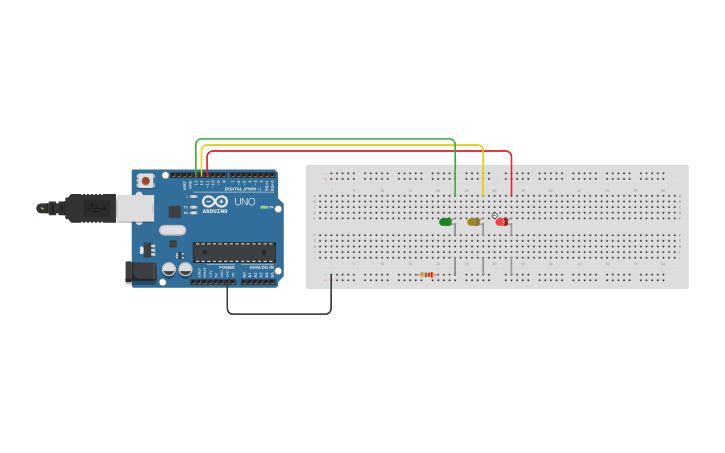 Circuit design Semaforo - Tinkercad