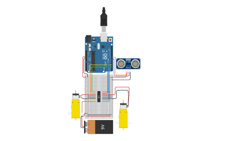 Circuit design robot minisumo - Tinkercad