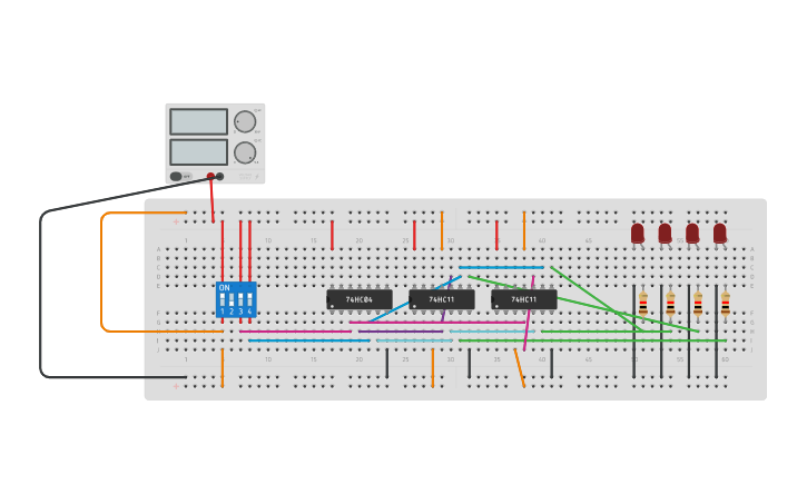 Circuit design 2:4 Decoder - Tinkercad