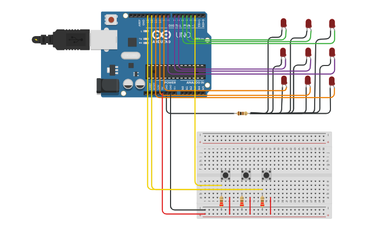 Circuit design Leds Secuencia - Tinkercad