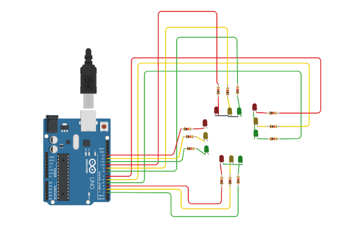 Circuit Design Smart Traffic Light System Using Arduino Tinkercad