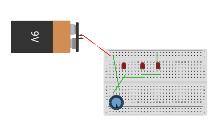 Circuit design Led con Potenciómetro - Tinkercad
