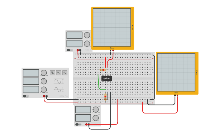 Circuit design inverting operational amplifier. - Tinkercad