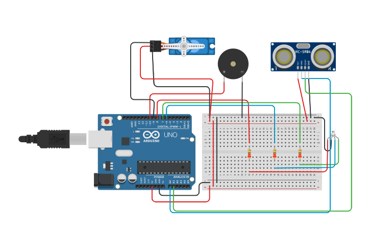 Circuit design Sensor Ultrasônico com ServoMotor - Tinkercad Circuit design Sensor Ultrasônico com ServoMotor - Tinkercad
