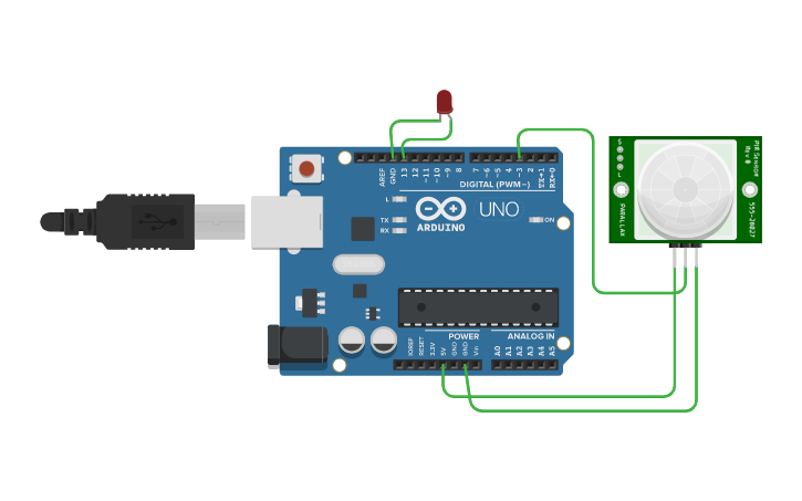 Circuit design PIR Sensor | Tinkercad