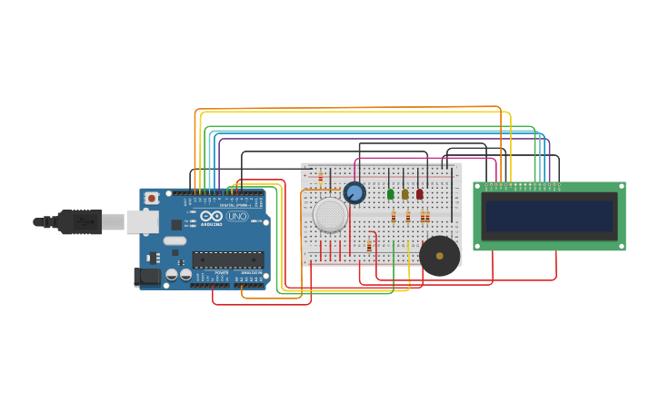 Circuit design Sensor de Gas - Tinkercad