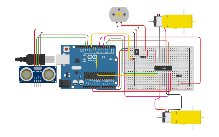 Circuit Design Obstacle Avoiding Robot Tinkercad