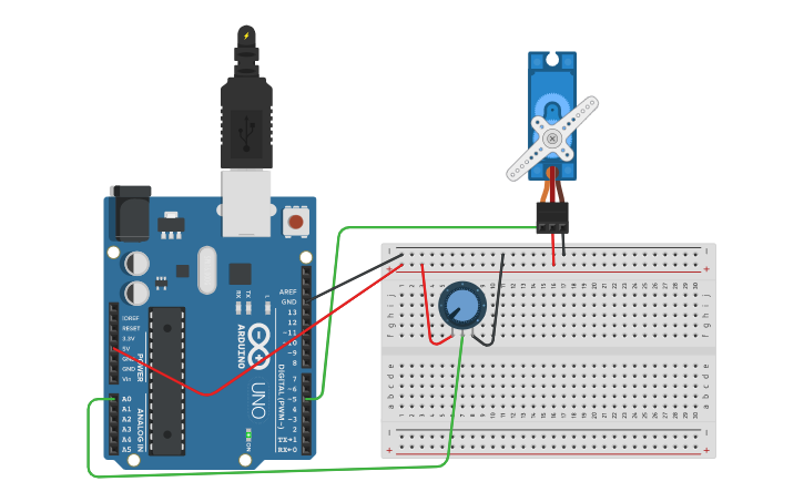 Circuit design Servo motor - Tinkercad