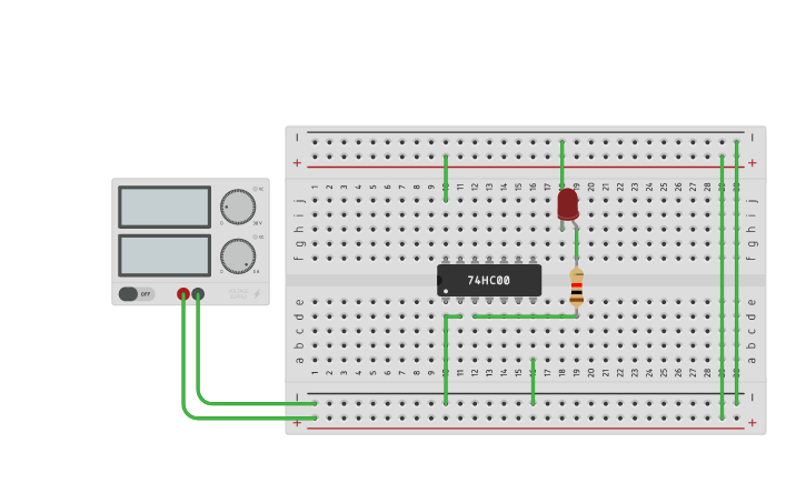 Circuit design NAND GATE TO NOT GATE | Tinkercad