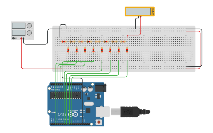 Circuit design Digital To Analog Converter (DAC) - Tinkercad