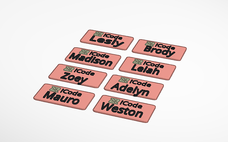 3D design iCode Name Tags - EMA | Tinkercad