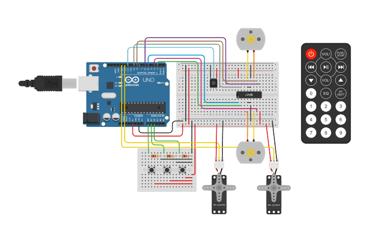Circuit design Arduino 2WD Robot with IR - Tinkercad