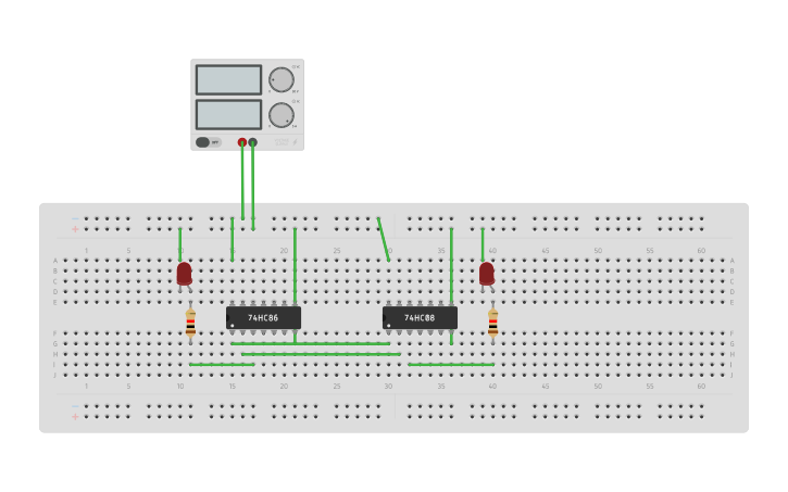 Circuit design Lab 2 (Half Adder) | Tinkercad