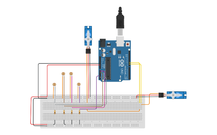 Circuit Design Arduino Based Twin Axis Solar Tracking System Tinkercad