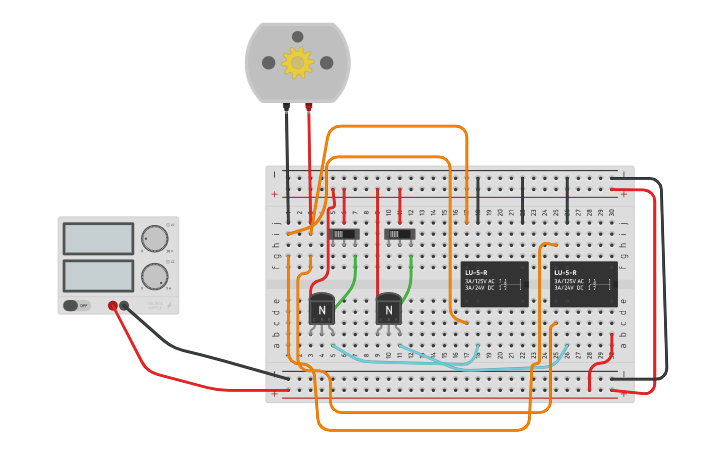 Circuit design Cambio de direccion motor dc - Tinkercad
