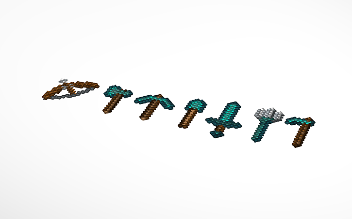 3D design Diamond Minecraft Weapons - Tinkercad