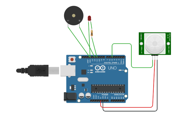 Circuit Design Motion Detecting System Tinkercad