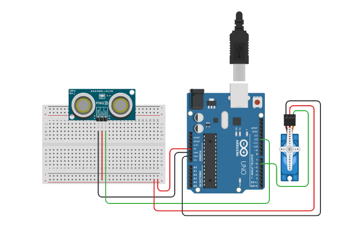 Circuit design Automatic Hand Sanitizer (She Code 2.0) - Tinkercad